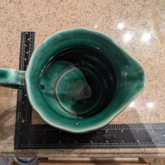Mccoy | Art | Mccoy Green Ceramic Art Pitcher With Ornate Relief | Poshmark